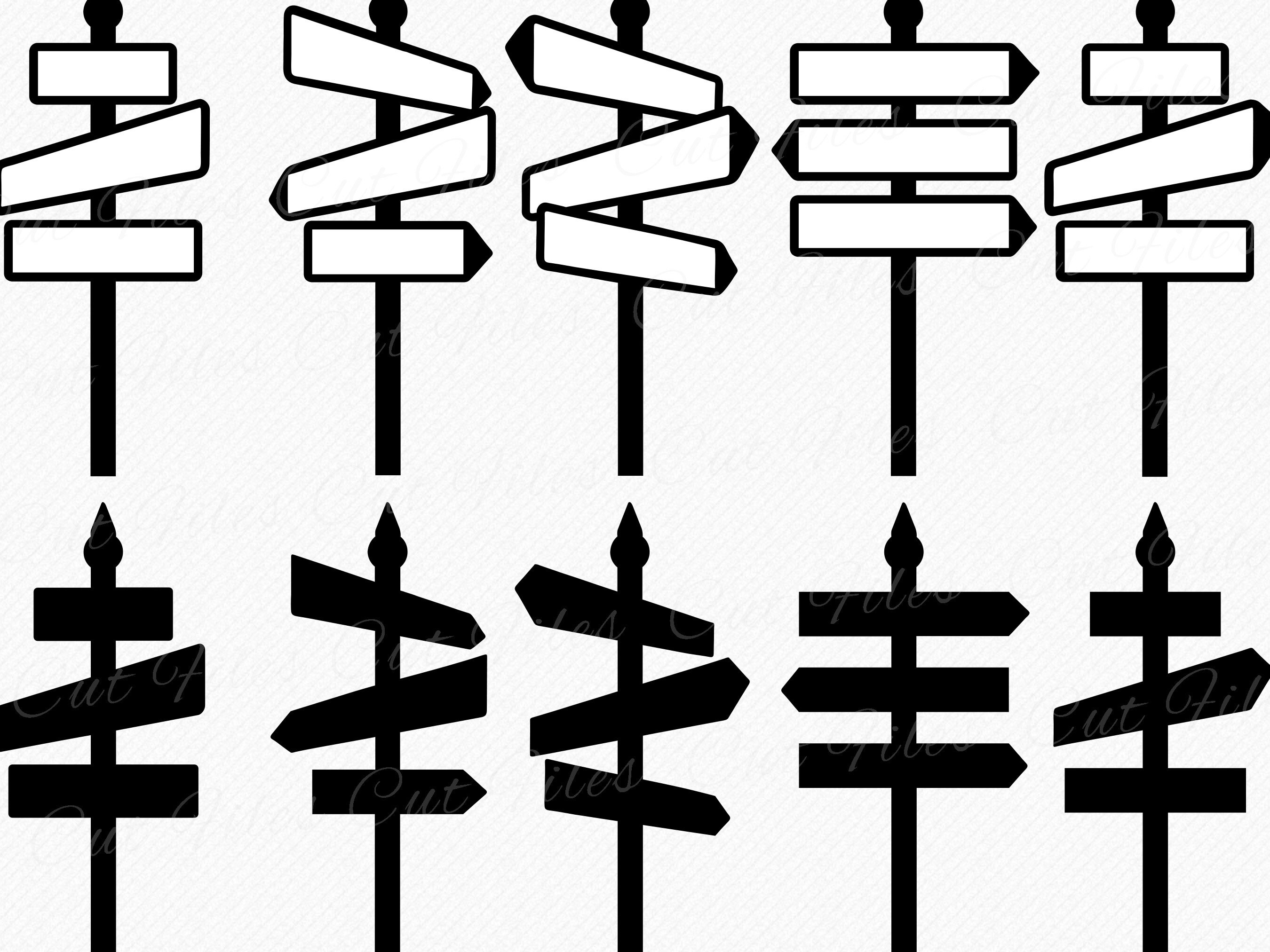 Street Signs SVG, Pole With 3 Road Signs, Signboard Road Sign Template ...