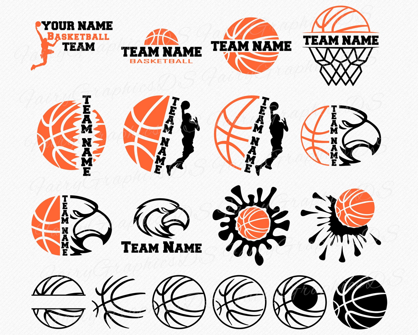 Basketball Bundle SVG - Template Bundle Basketball Team, Basketball SVG ...