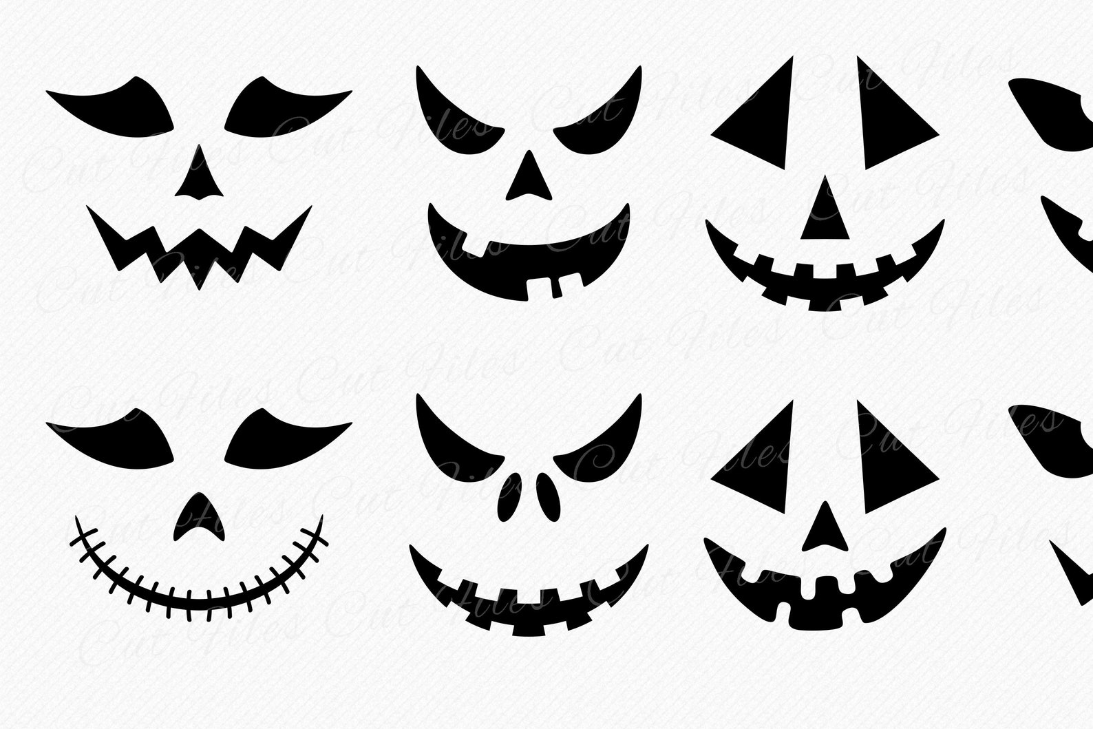 Pumpkin Faces SVG Bundle, Halloween SVG Bundle, Cut and Clipart Vector ...