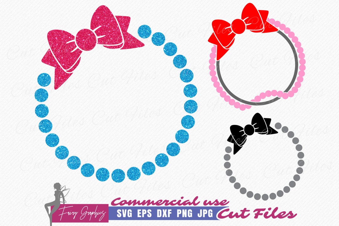 Pearls and Bow Circle Monogram Frame SVG - Monogram Template, Circle ...