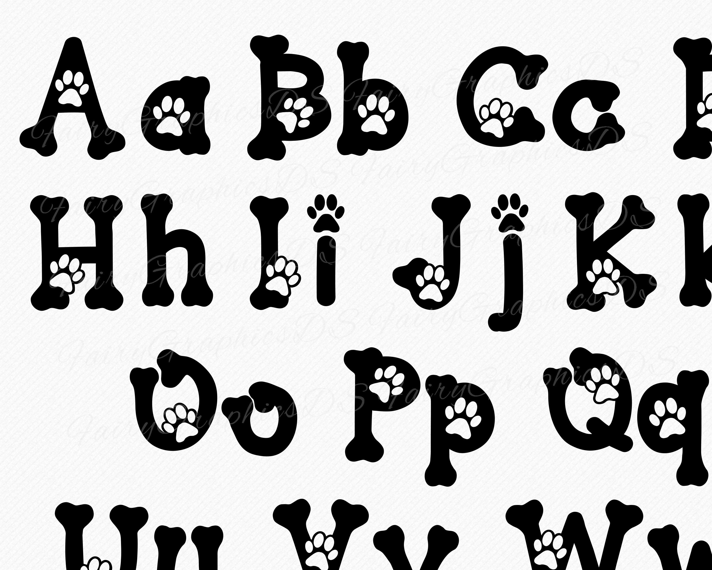 Pet Paw Font TTF OTF SVG Dog Font Cat letters Paw Letters - Etsy México