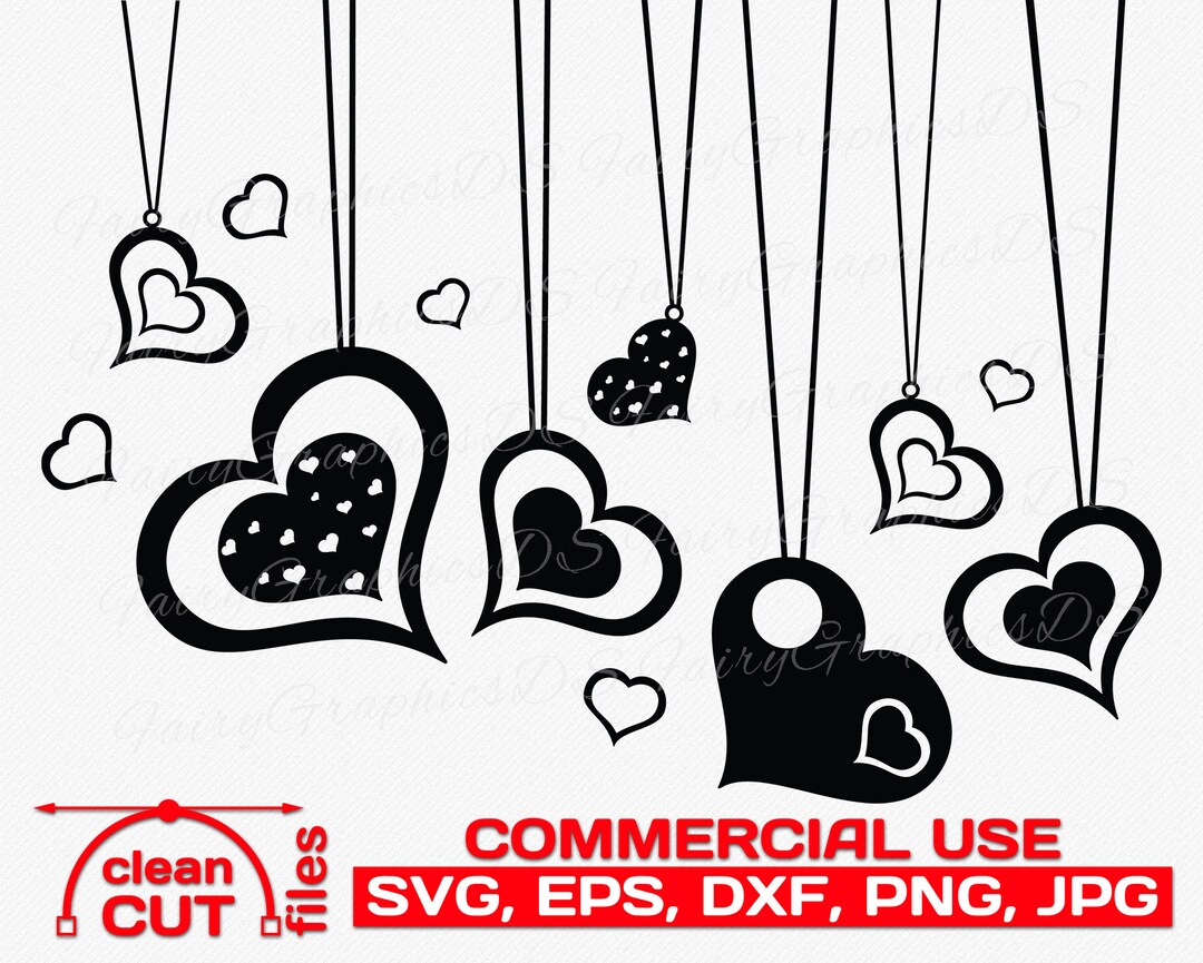 Hanging Hearts SVG Stylish Hearts SVG Valentine's Day - Etsy