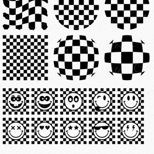 Checker Patterns SVG Bundle, Distressed Twisted Grunge Circle Border ...