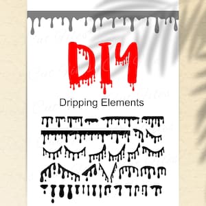 Dripping Elements SVG Vector, DIY Dripping Text Design, Drip Template ...