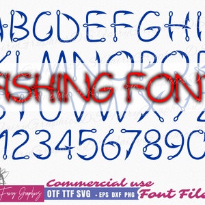 Fishing Font TTF OTF SVG, Installable Fishing Font, Hook Font, System ...