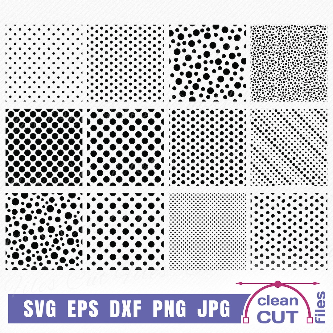 Polka Dot Pattern SVG Bundle, Seamless Vector Template Cutting and ...