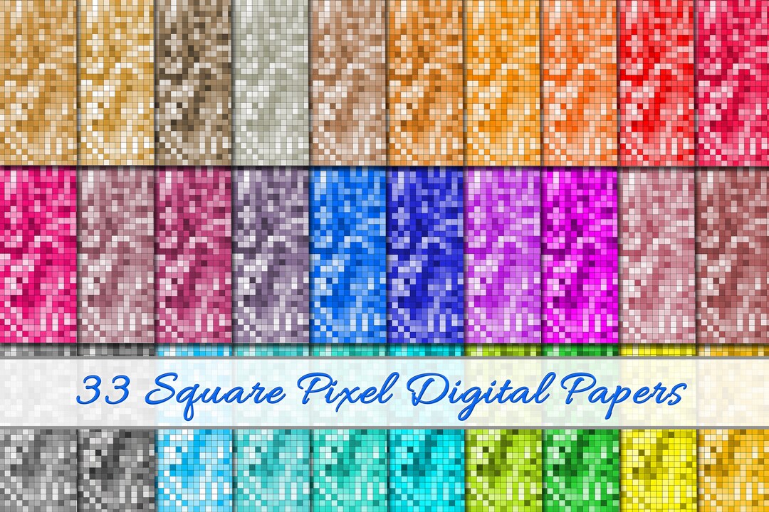 Square Pixel Digital Papers 33 Colors - Seamless Pixel Background PNG ...