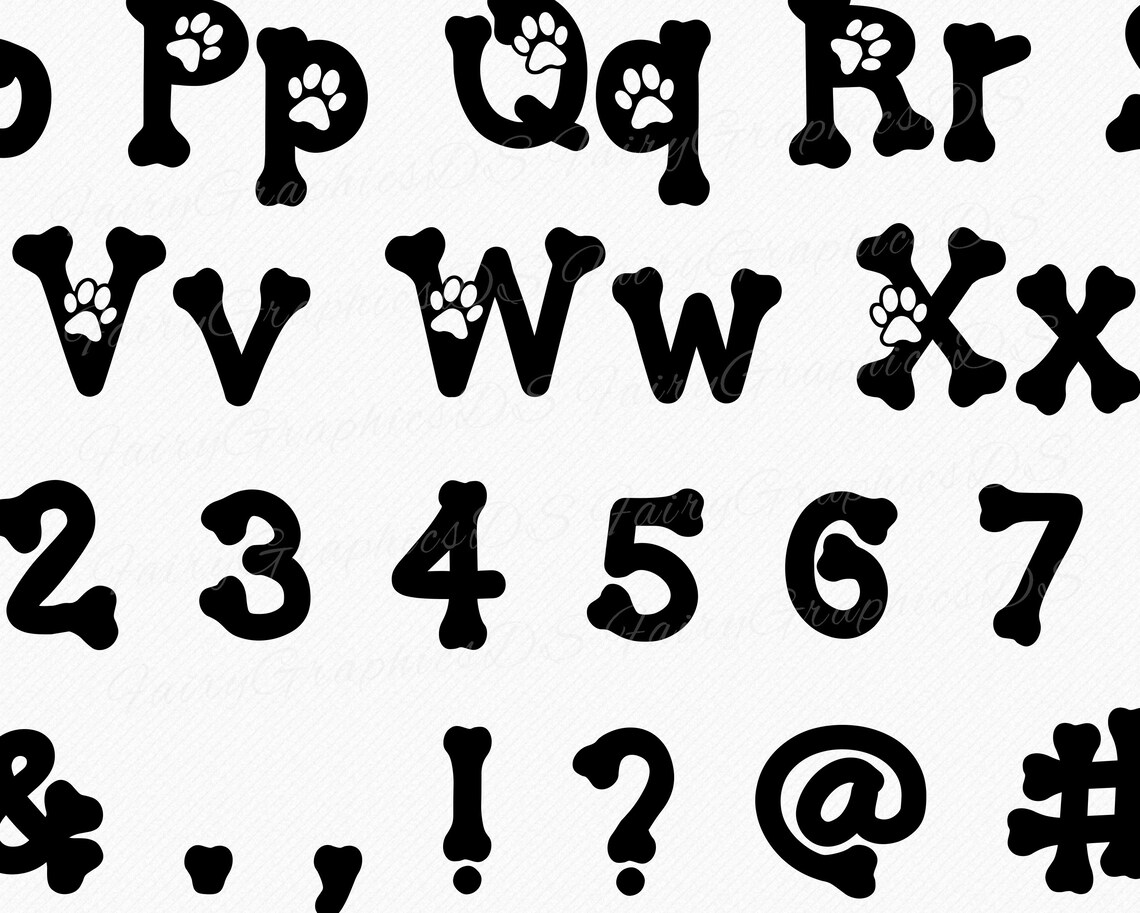 Pet Paw Font TTF OTF SVG, Dog Font Cat Letters, Paw Letters, System ...