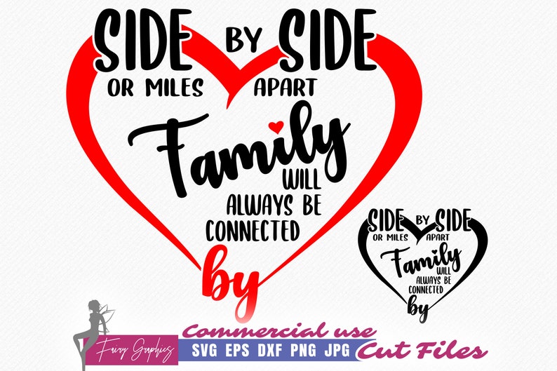 Family SVG Side by Side or Miles Apart Family Connected by - Etsy
