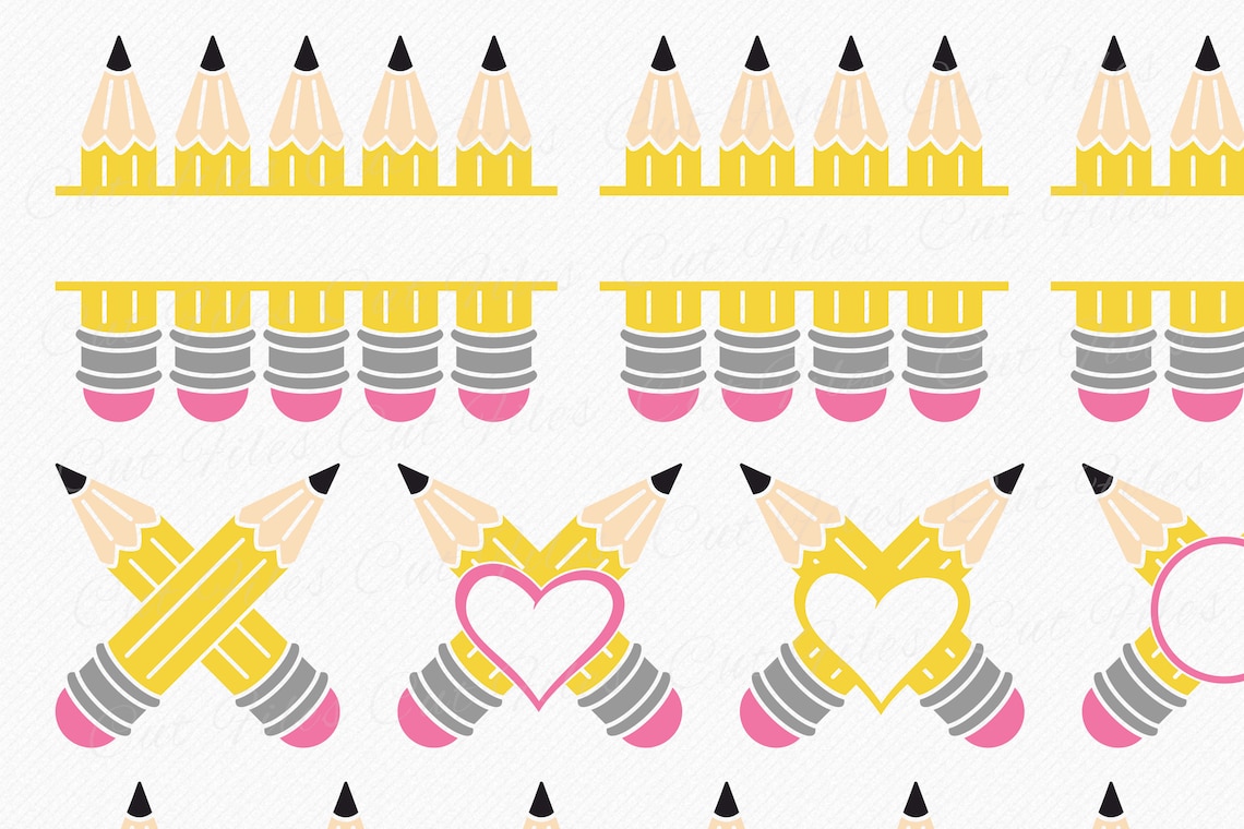 Pencil Name Frame SVG Bundle Teacher Pencil SVG Split Pencil - Etsy