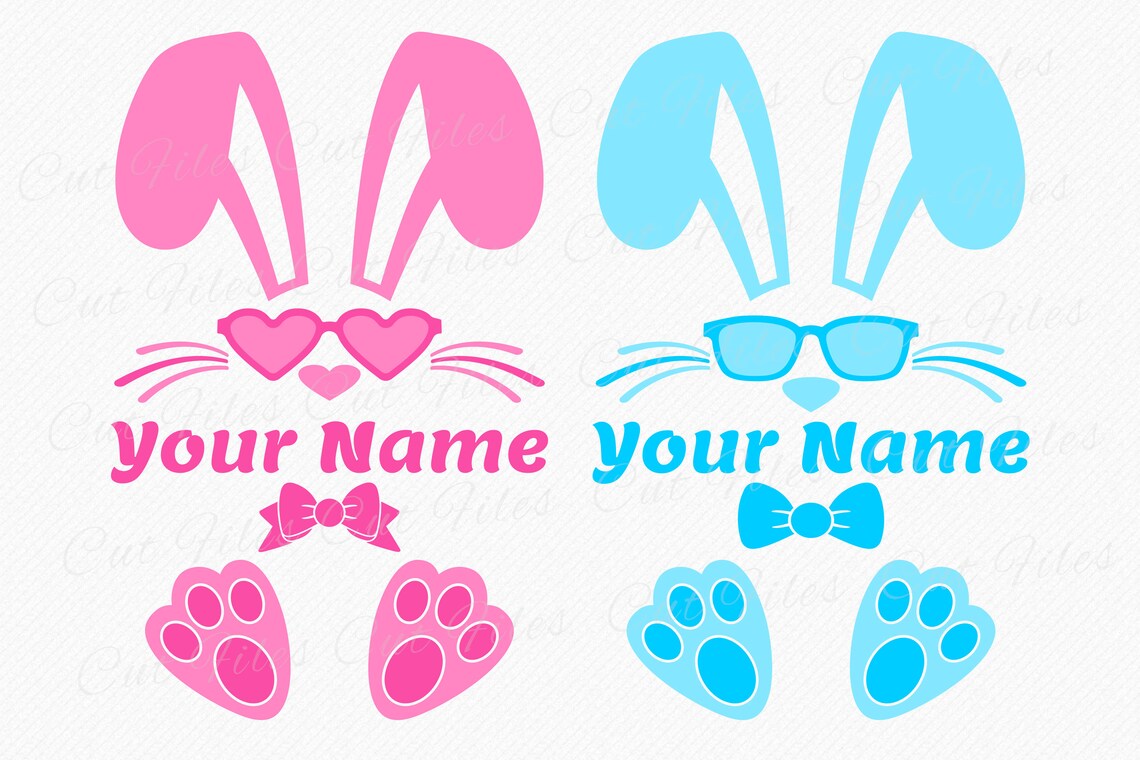 Easter SVG Bunny Name SVG With Sunglasses Bow Bowtie Bunny | Etsy