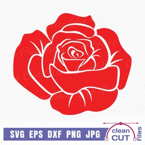 Simple Rose Flower SVG Vector Images, Silhouette of Red Rose Design ...