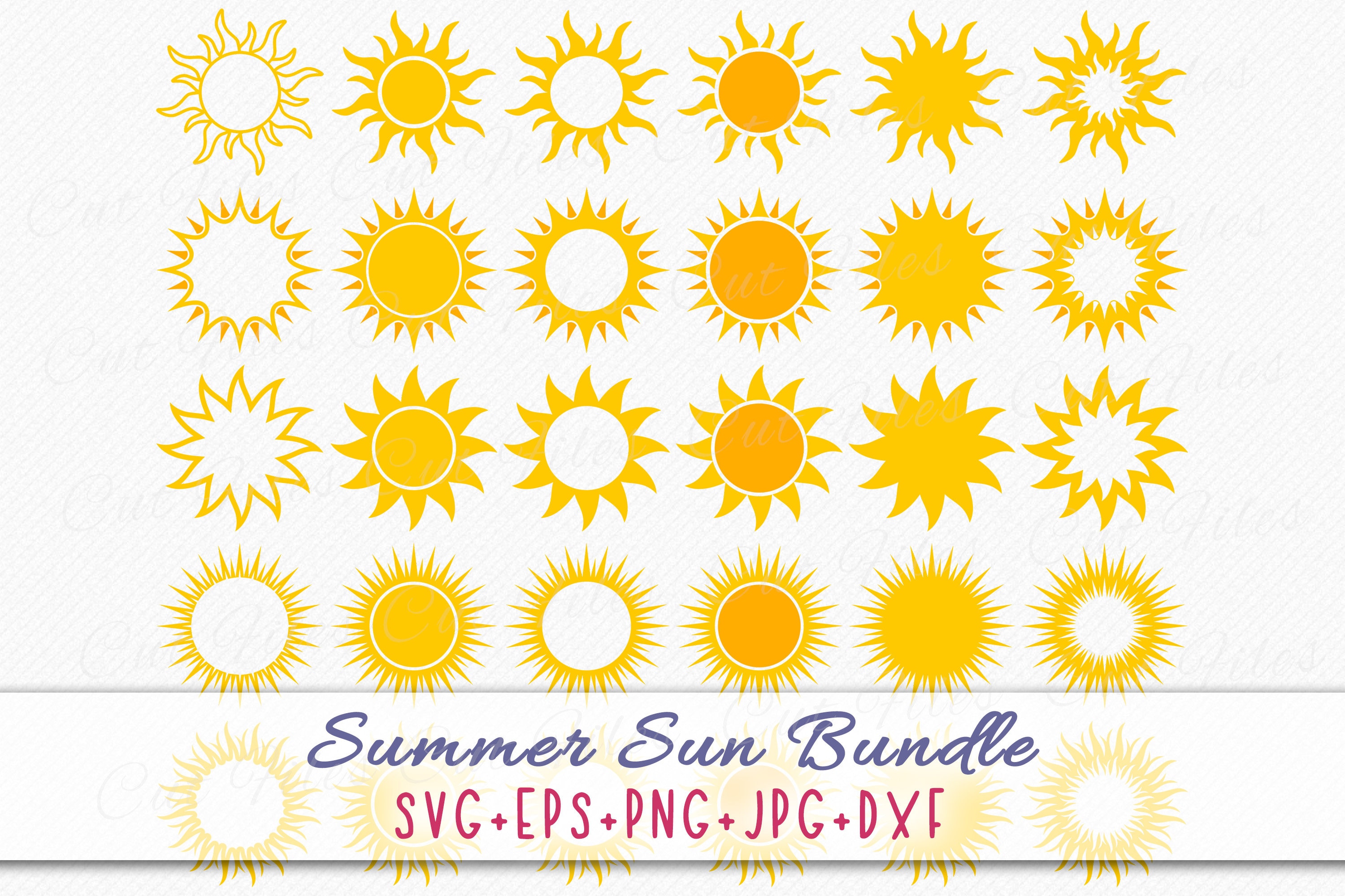 Summer Sun SVG Bundle | Sun Vector and Clipart Files, Cutting Files ...