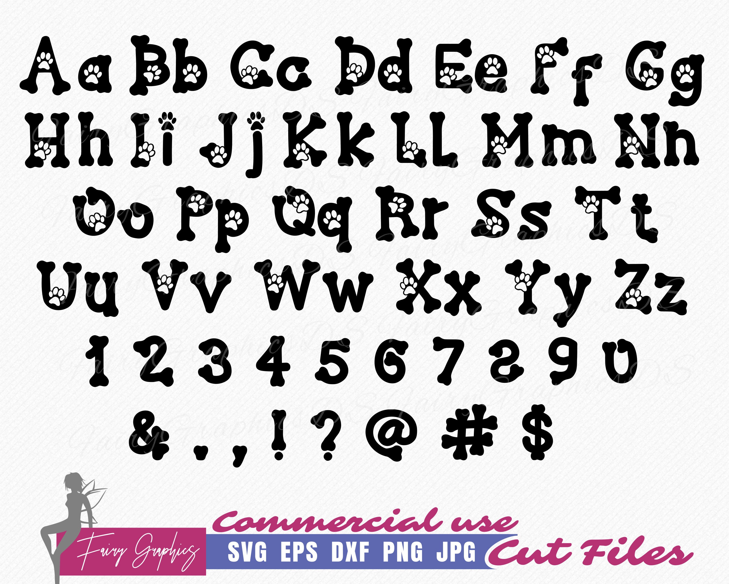 Pet Paw Font TTF OTF SVG Dog Font Cat Letters Paw Letters - Etsy