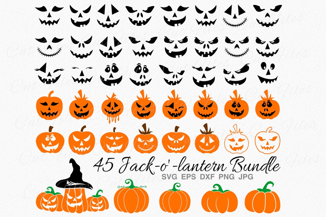 Jack-o-lantern SVG Bundle, Halloween SVG Bundle, Pumpkin Faces SVG, Cut ...