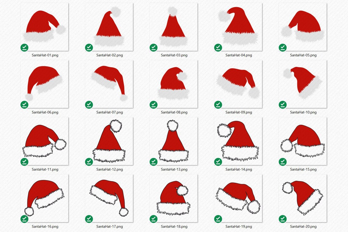Santa Hats SVG Bundle Layered Christmas Hat Cutting and - Etsy