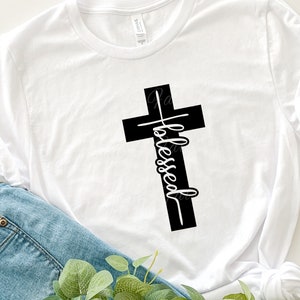 Blessed Cross SVG, Religious SVG, Spiritual T-shirt Design, Script ...