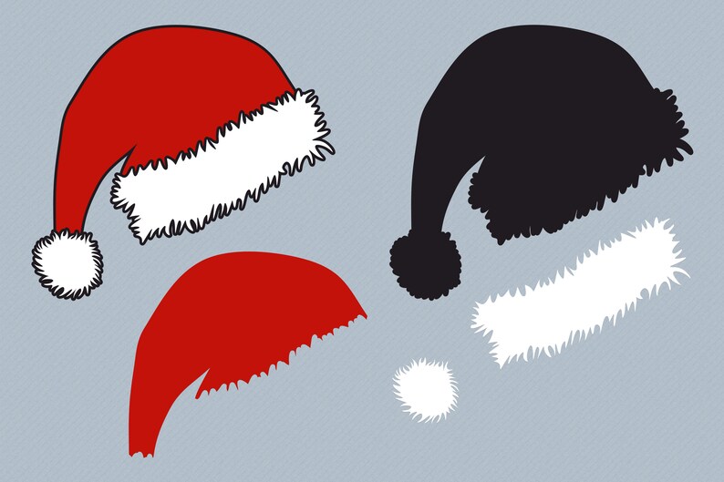 Santa Hats SVG Bundle Layered Christmas Hat Cutting and - Etsy