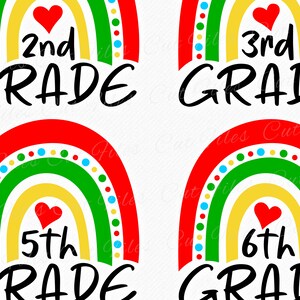 Back to School Rainbow SVG Bundle, Rainbow Grades Shirt Cutting and ...