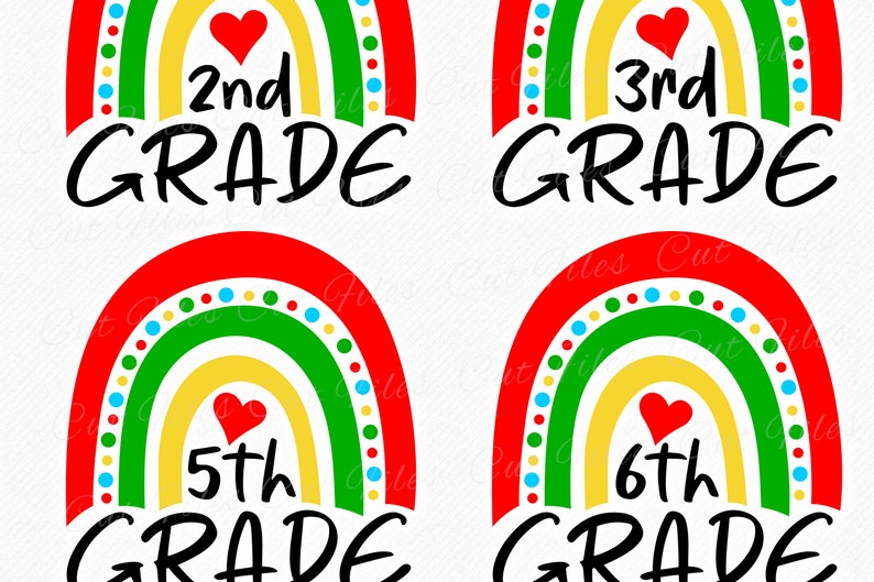 Back to School Rainbow SVG Bundle, Rainbow Grades Shirt Cutting and ...