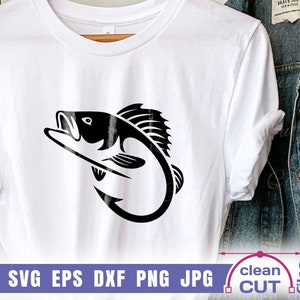 Bass Fishing Hook SVG Vector Design | Fish Hook With Bass Inside ...
