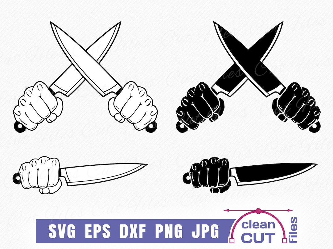 Hands Holding Crossed Knives SVG Vector Design, Hand and Knive Logo ...