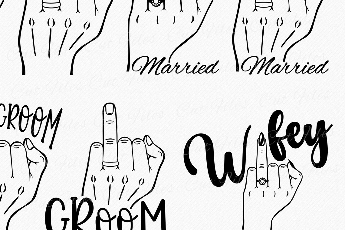 Wedding Fingers SVG Bundle, Engagement Rings SVG, Bride Tribe and Groom ...