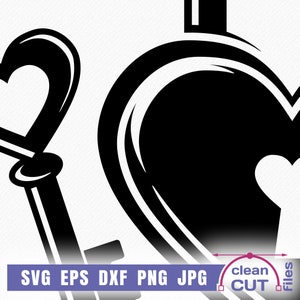 Heart Lock and Key SVG Cutting File, Love Lock Silhouette Cricut Cameo ...