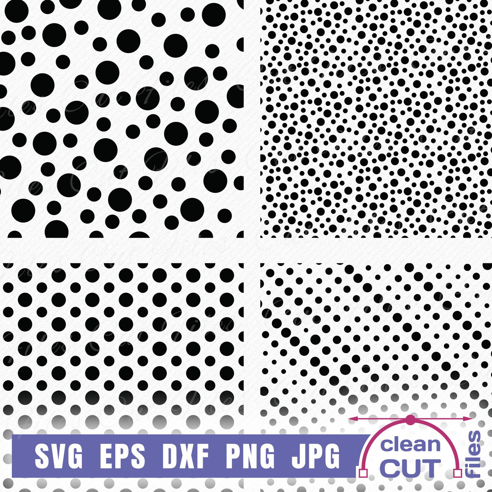 Polka Dot Pattern SVG Bundle, Seamless Vector Template Cutting and ...