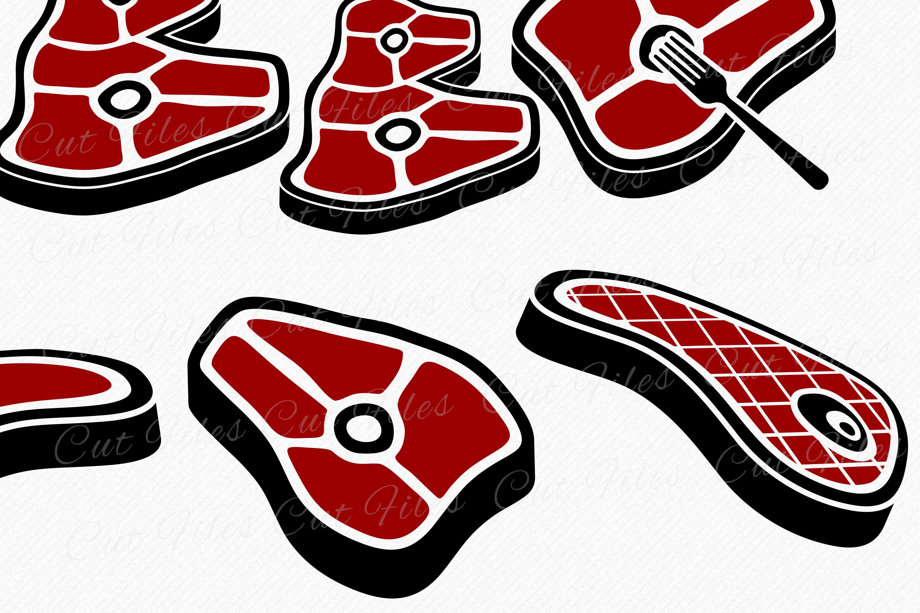 Steak Meat SVG Vector and Clip Art Files | 8 BBQ Meat Designs Bundle ...