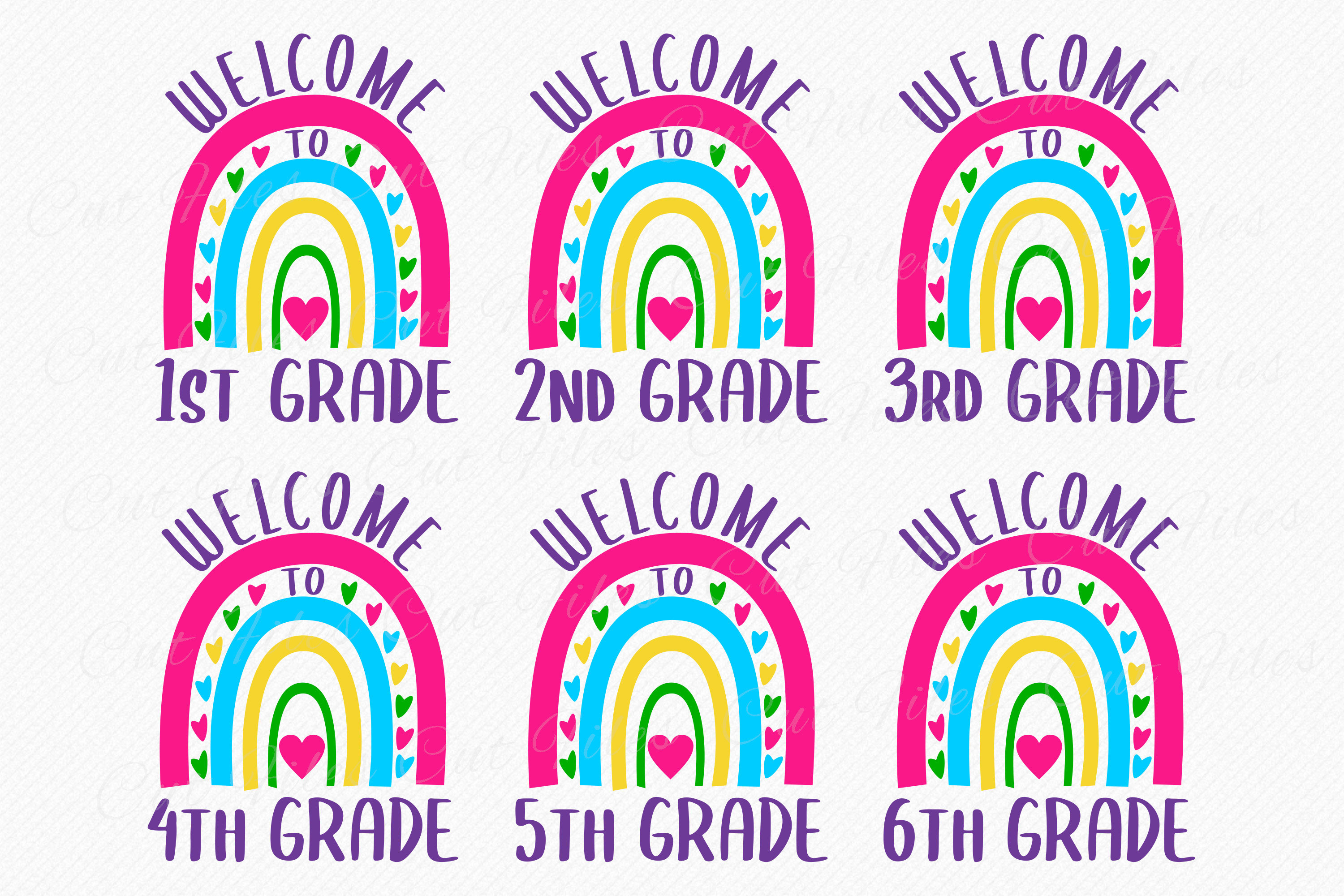 Welcome to School Rainbow SVG Bundle, Rainbow Grades SVG, Welcome to ...