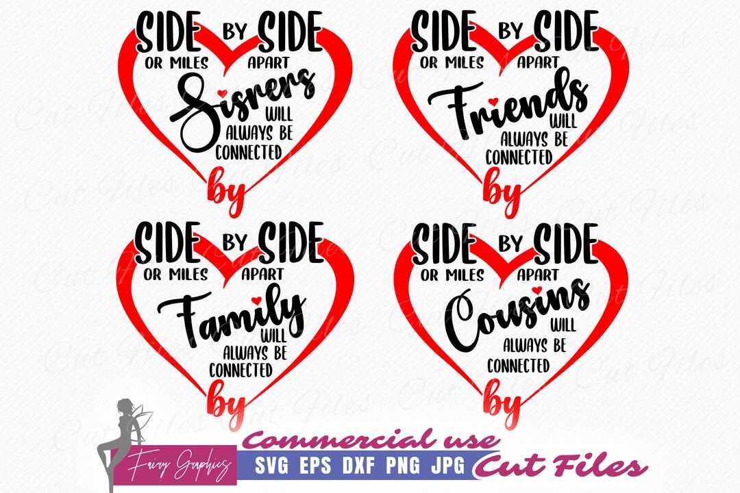 Side by Side or Miles Apart SVG Bundle Sisters Svg Friends - Etsy