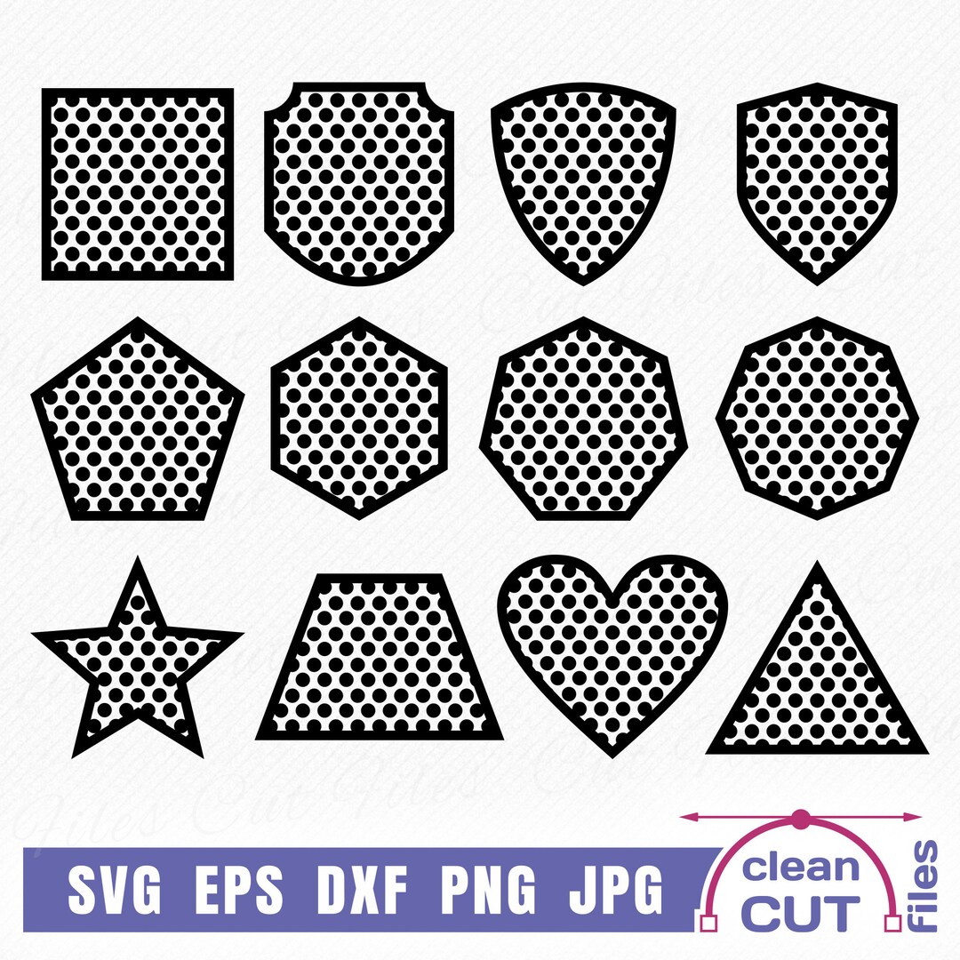 Polka Dot Shapes SVG Cutting and Clipart Digital Download, Polka Heart ...