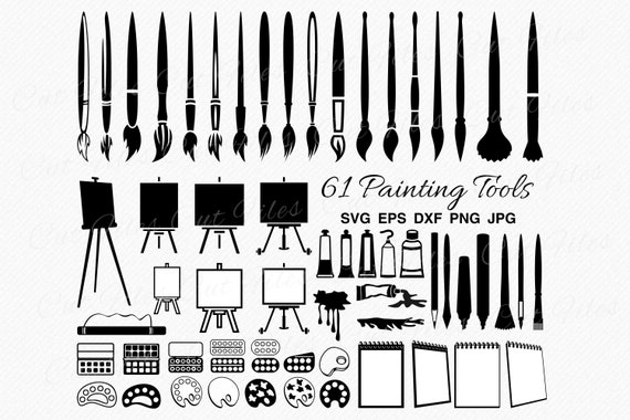 Art Supplies SVG Bundle Painting Tools Paint Brush SVG - Etsy