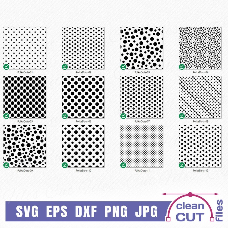 Polka Dot Pattern SVG Bundle, Seamless Vector Template Cutting and ...