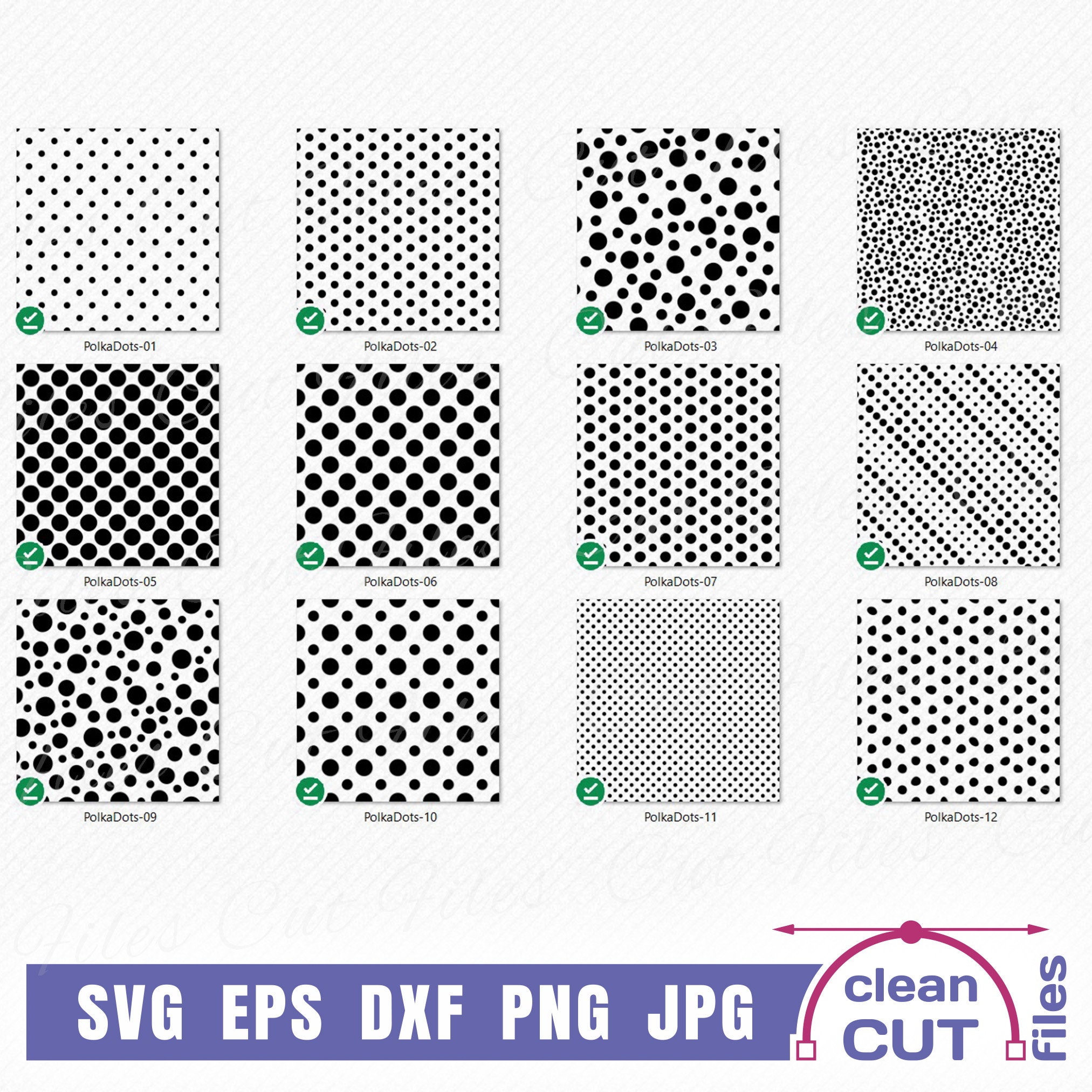 Polka Dot Pattern SVG Bundle, Seamless Vector Template Cutting and ...