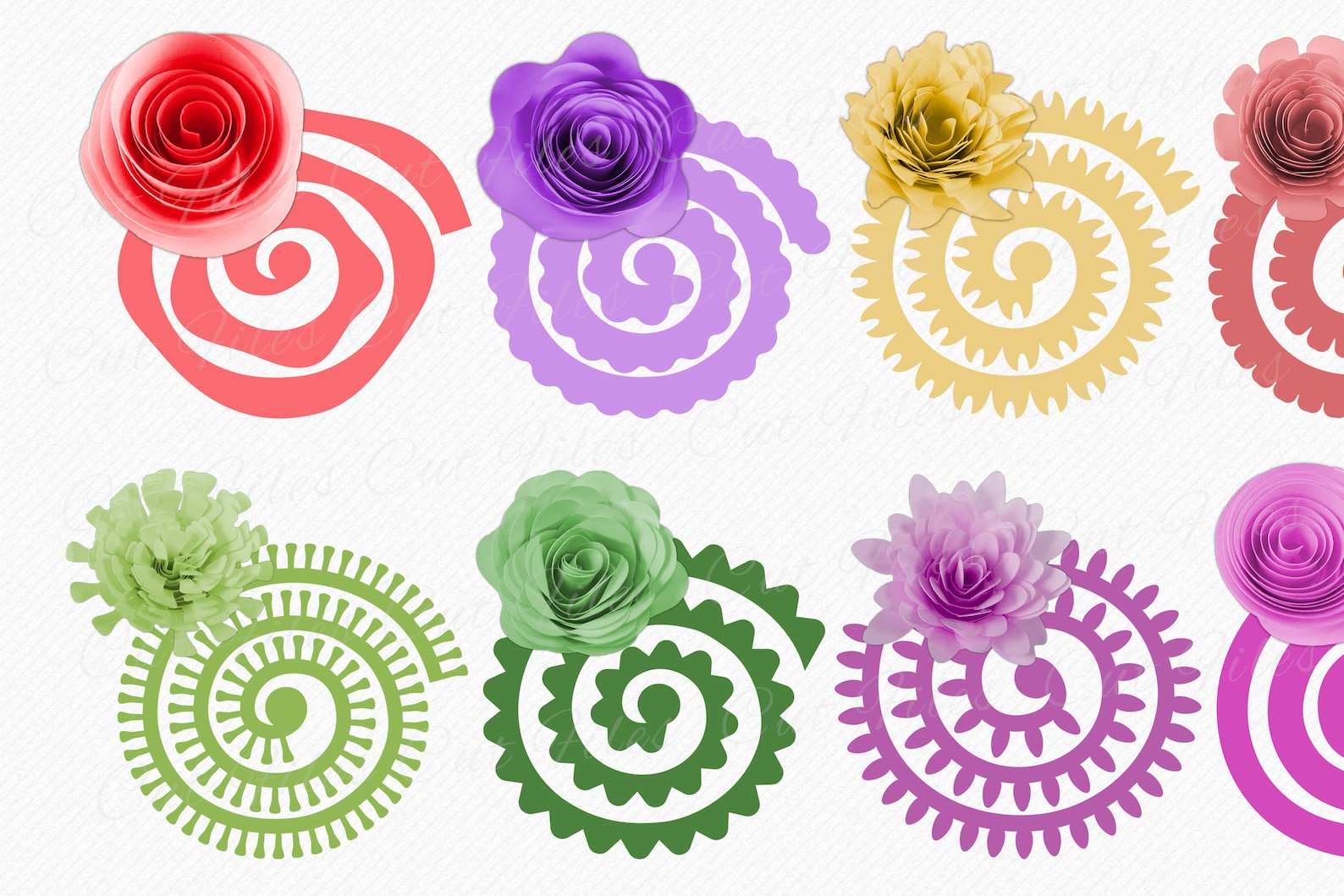 Rolled Paper Flower SVG PNG, Rolled Flower SVG, 3D Flower Template ...