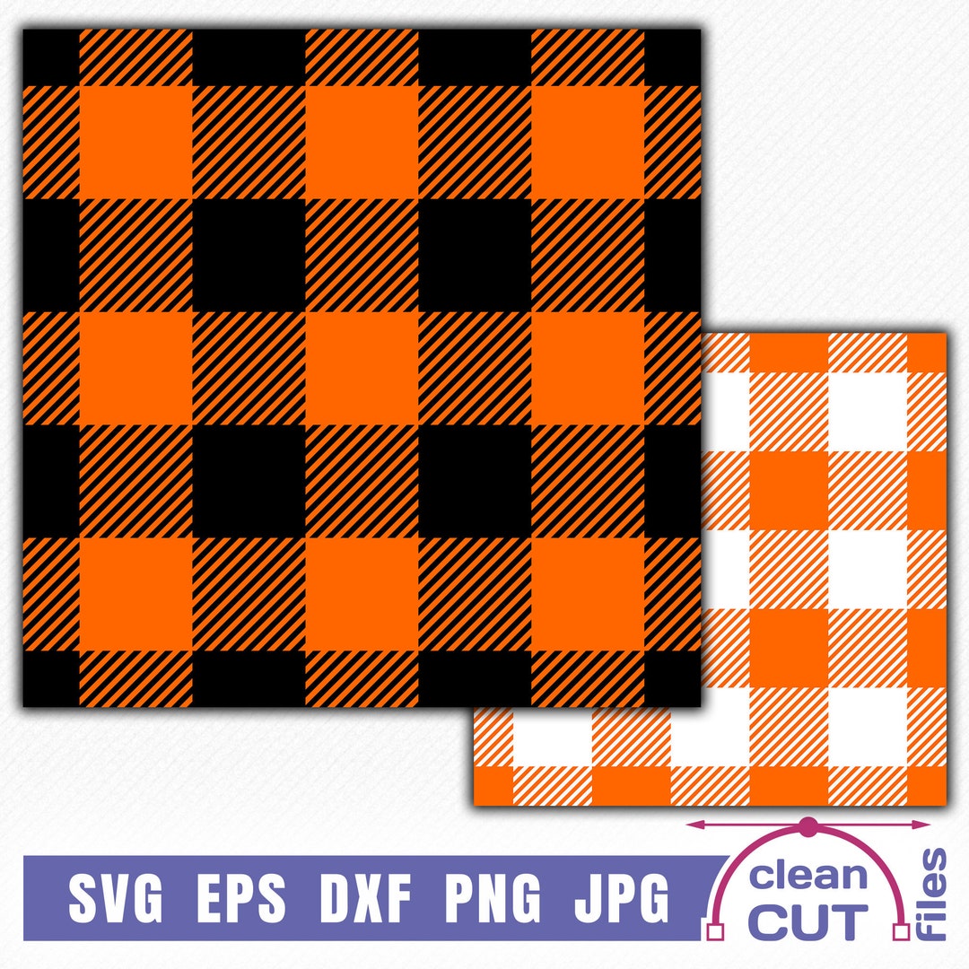 Orange Buffalo Plaid SVG Vector, Orange Black and White Check Seamless ...
