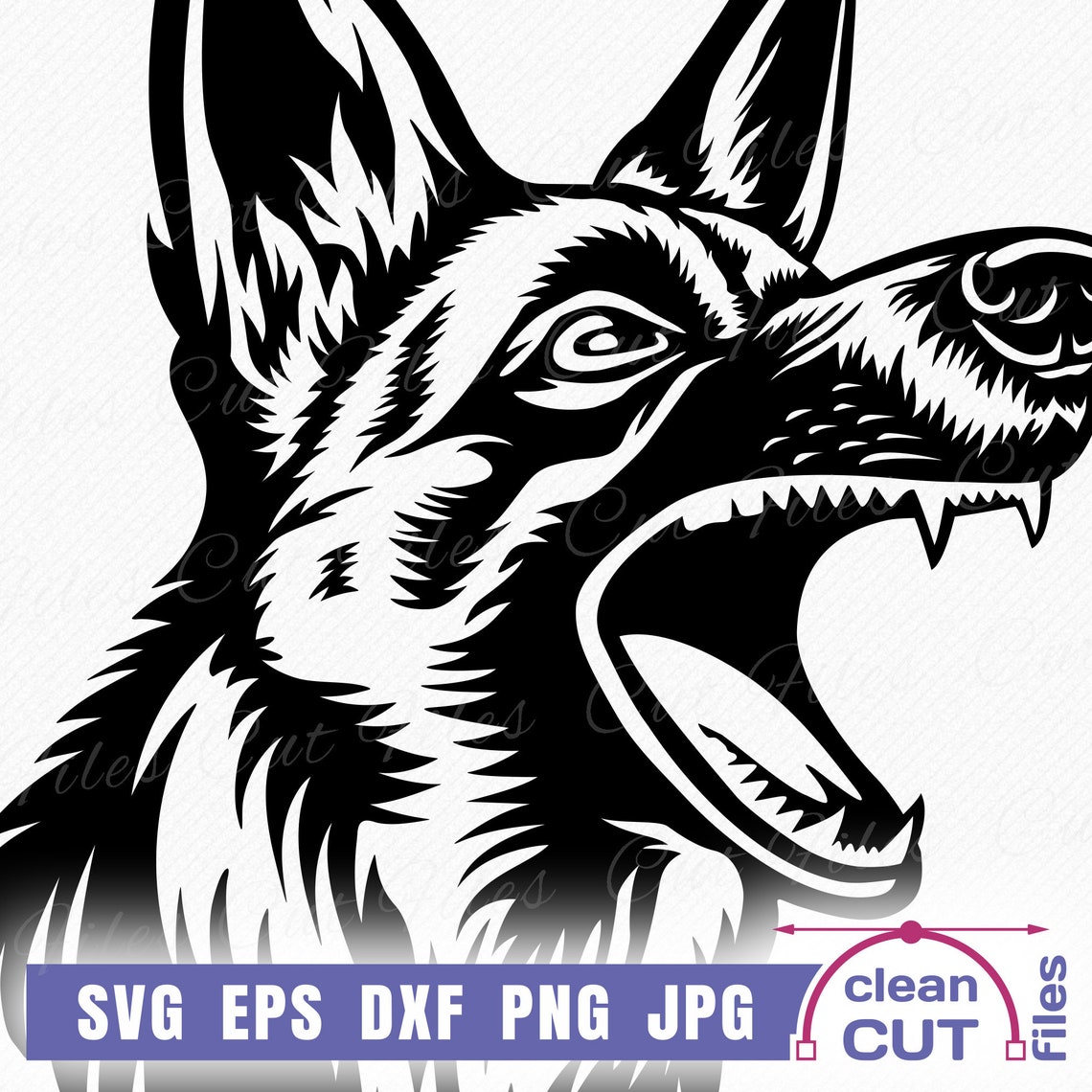 Angry German Shepherd Dog Head SVG Logo Barking Animal SVG, Open Mouth ...