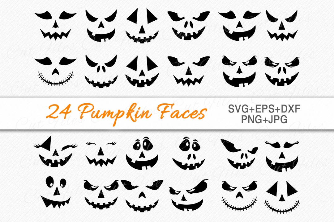 Pumpkin Faces SVG Bundle, Halloween SVG Bundle, Cut and Clipart Vector ...