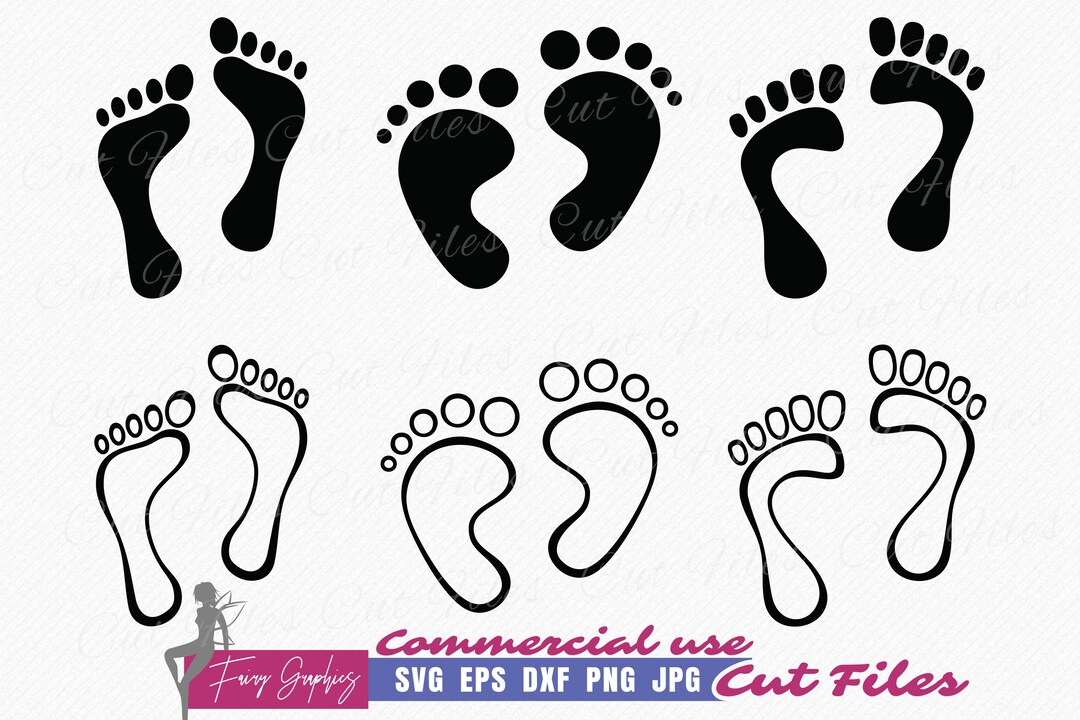Footprint SVG Clipart Cut Files - Commercial Use Svg - Etsy