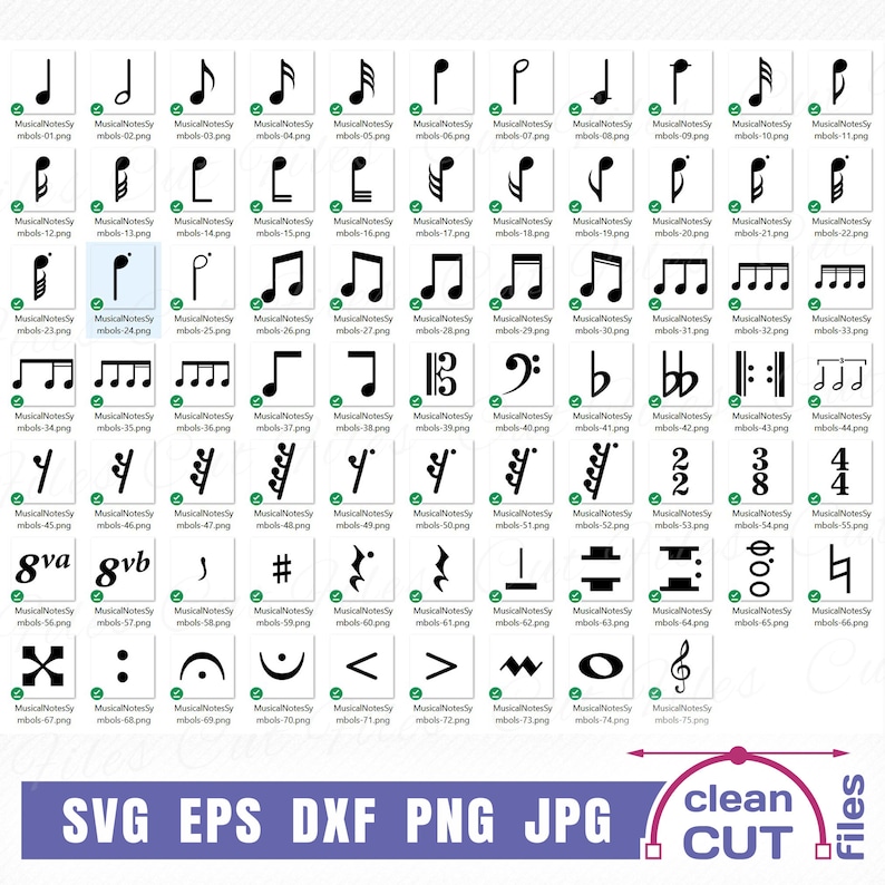 Musical Notes and Symbols SVG Bundle Musical Vector and Clipart Cutting ...