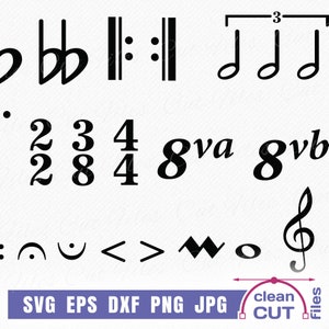 Musical Notes and Symbols SVG Bundle Musical Vector and Clipart Cutting ...