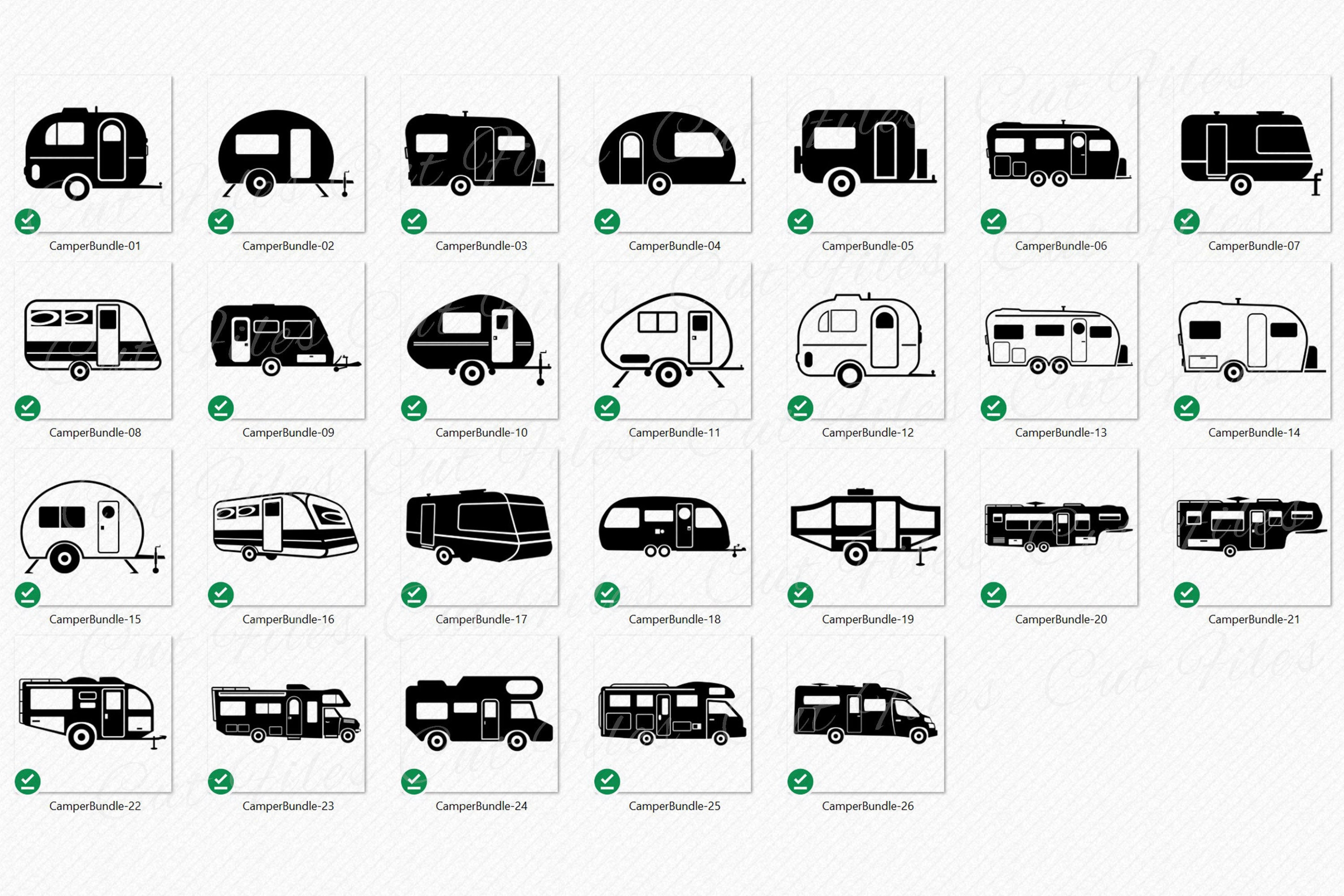 Camper SVG Bundle, Trailer Vector and Clipart Files, Camping Svg, RV ...