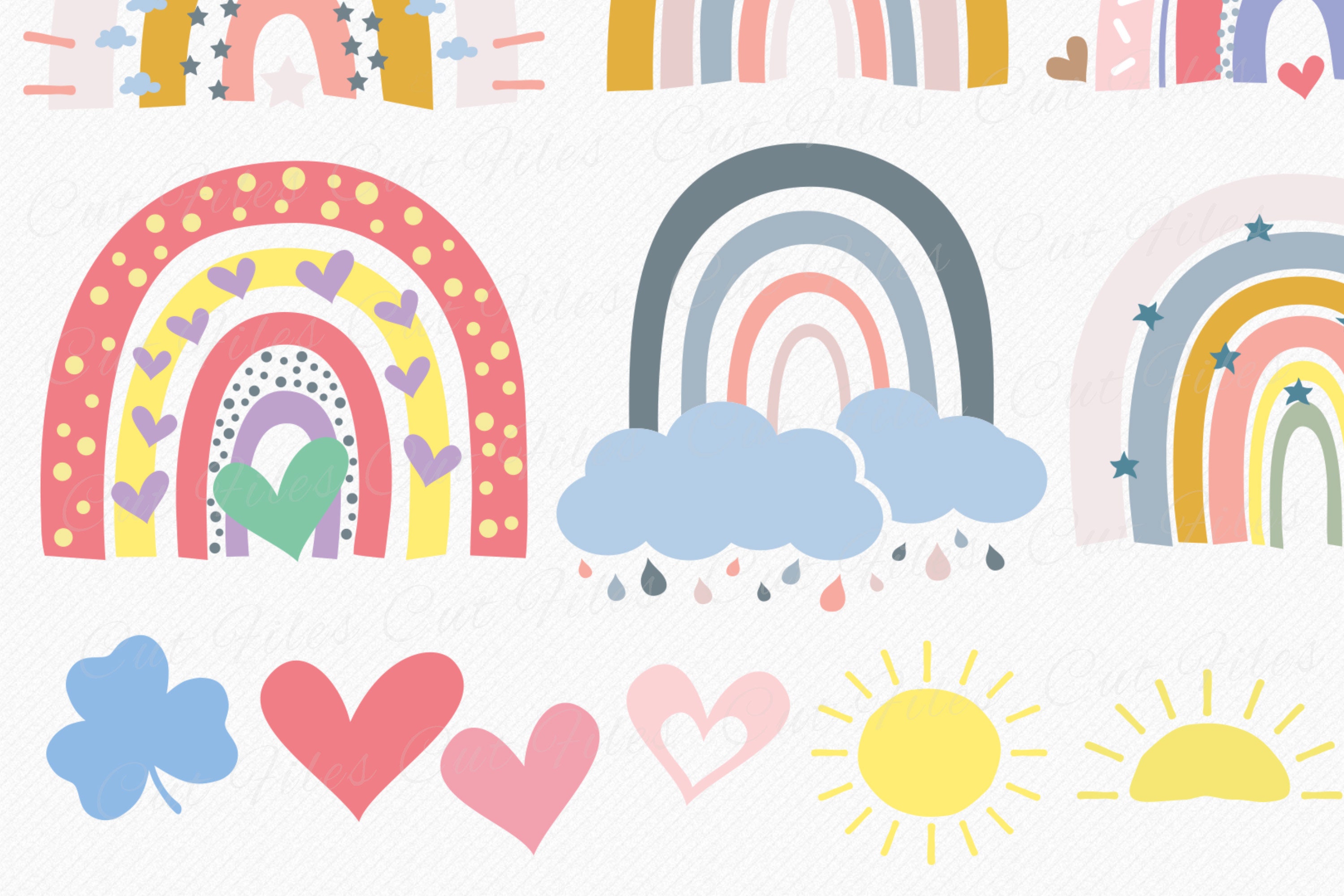 Boho Rainbow SVG Pastel Rainbow Bundle Clipart Templates - Etsy