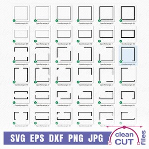 Open Rectangle SVG Vector Bundle, Split Square and Rectangle Outline ...