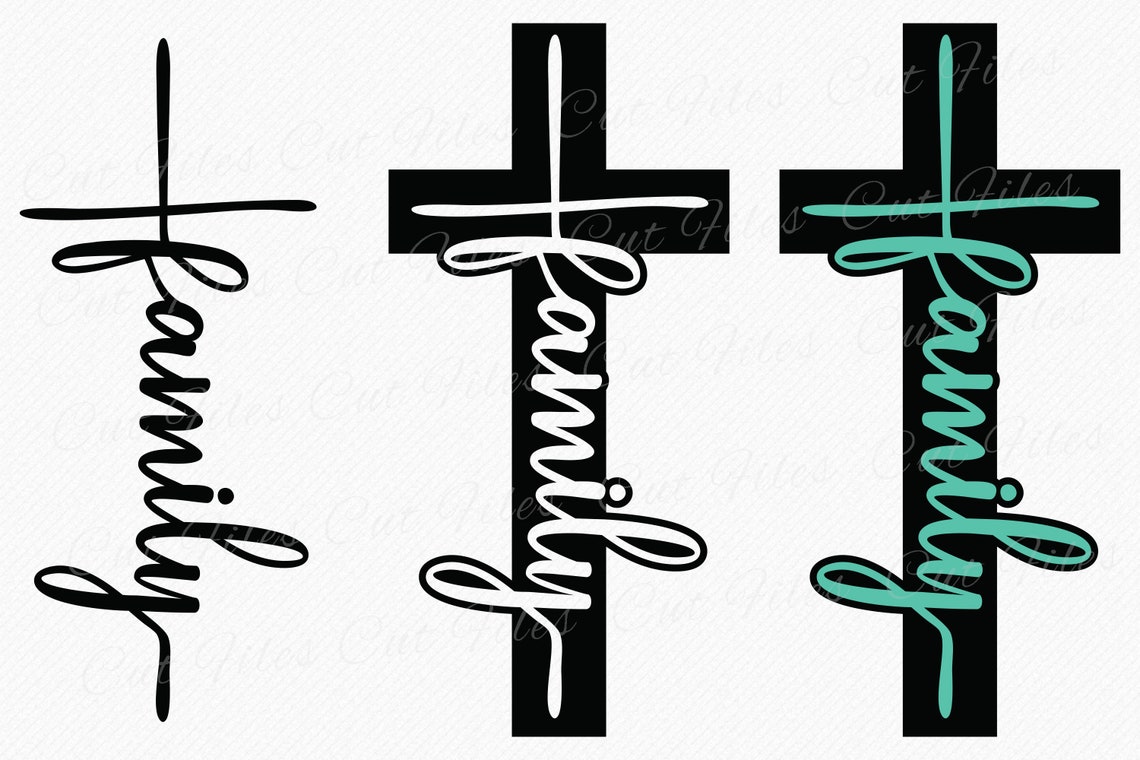Family Cross SVG, Religious SVG, Spiritual T-shirt Design, Script Faith ...