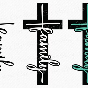 Family Cross SVG, Religious SVG, Spiritual T-shirt Design, Script Faith ...
