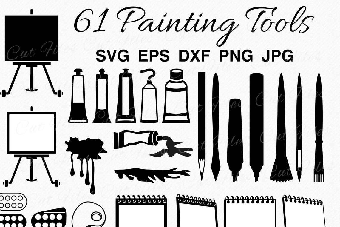 Art Supplies SVG Bundle Painting Tools Paint Brush SVG - Etsy