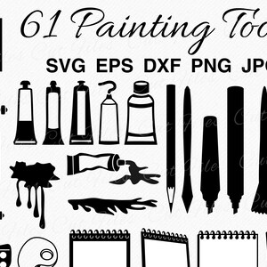 Art Supplies SVG Bundle Painting Tools, Paint Brush SVG, Painting ...